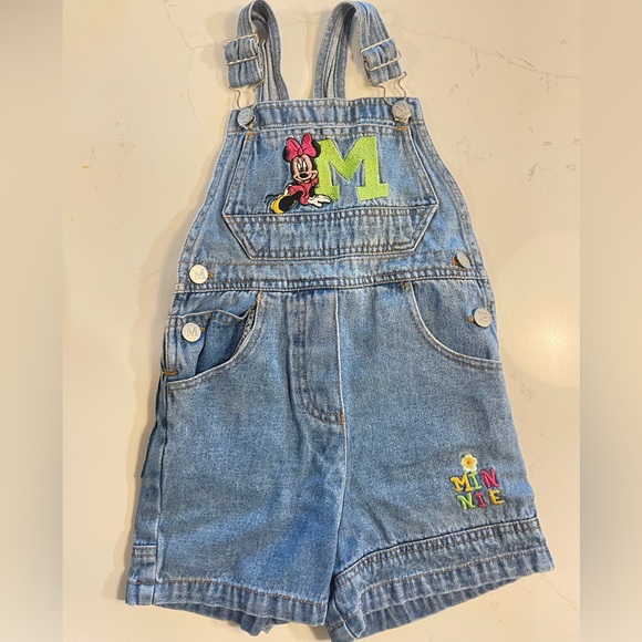 Disney | Bottoms | Vtg Disney Minnie Mouse Denim Overalls 2t Girls ...